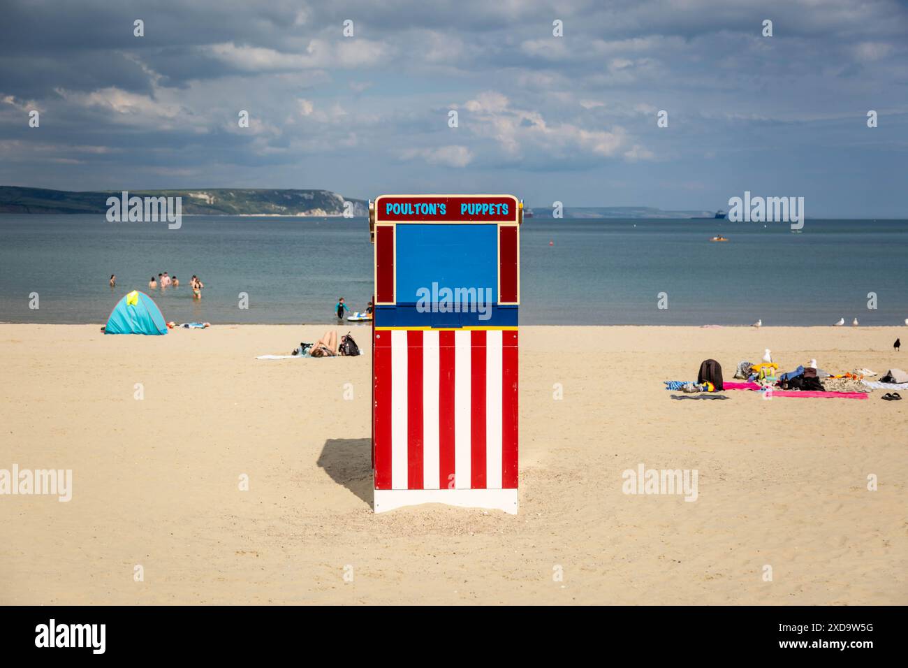 Poulton's Puppets show booth, Weymouth beach, Weymouth, Dorset, UK 2024 ...