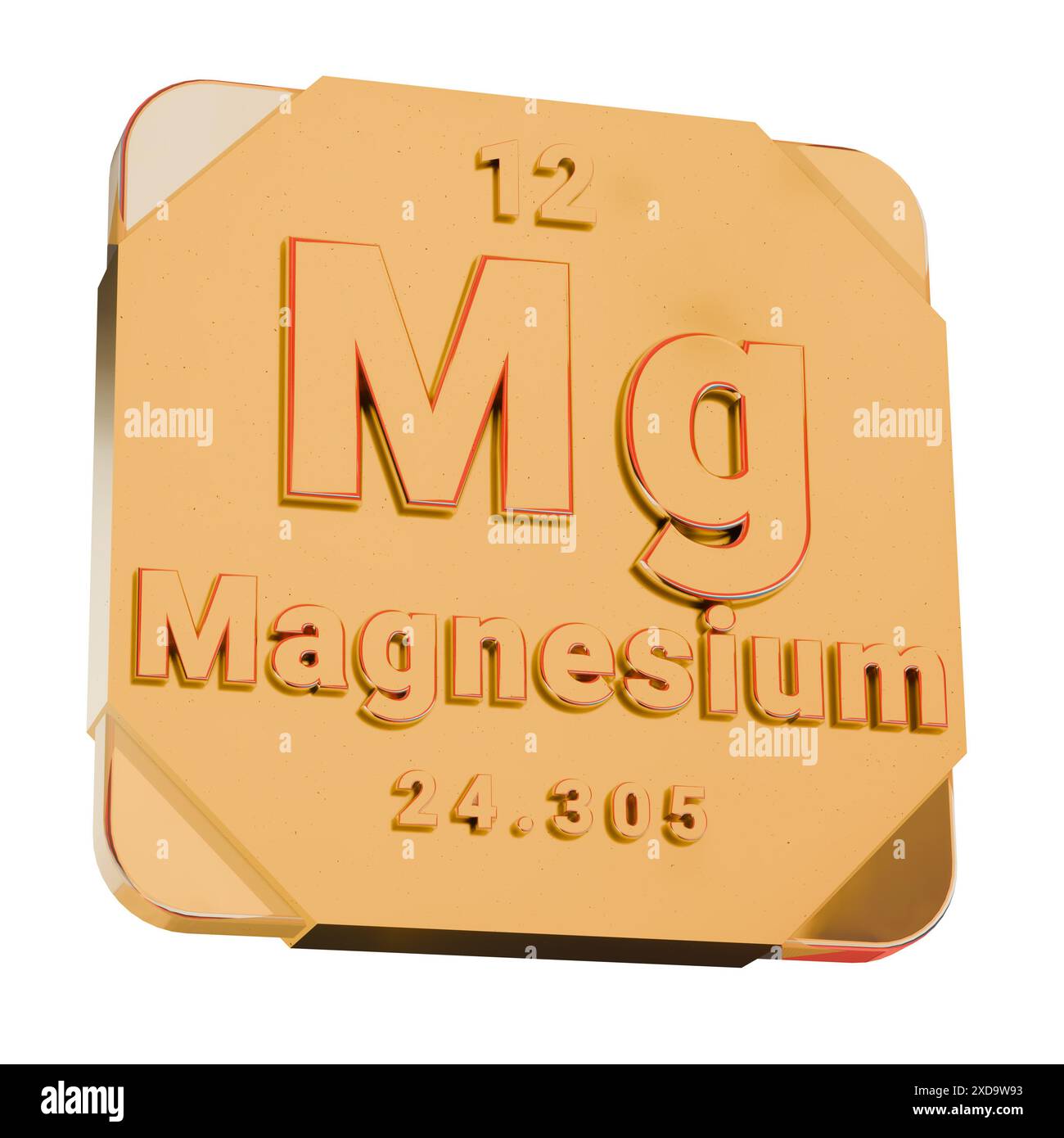 3D Golden Icon - Magnesium (Mg) Element from Periodic Table Stock Photo ...