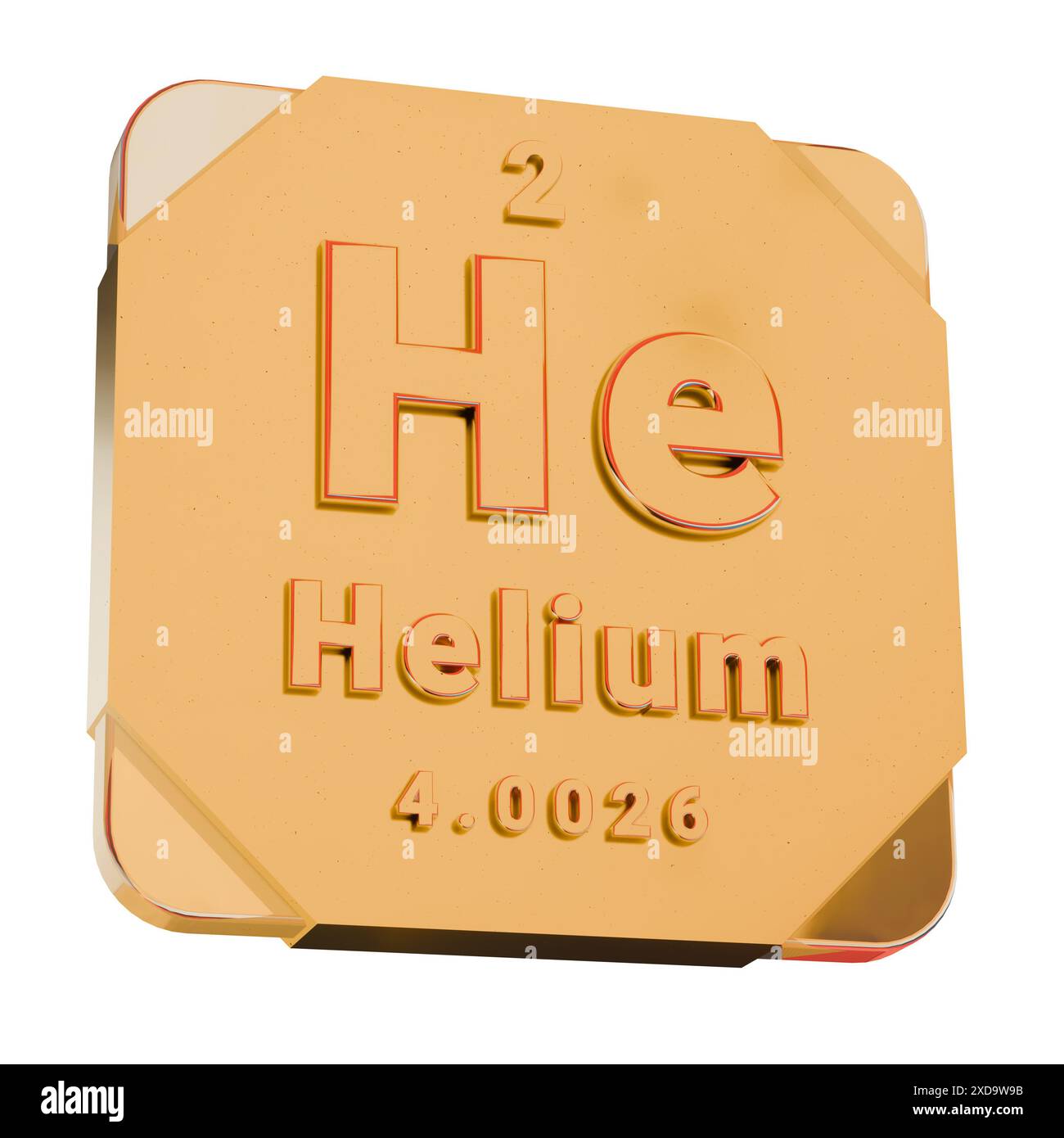 3D Golden Icon - Helium (He) Element from Periodic Table Stock Photo ...