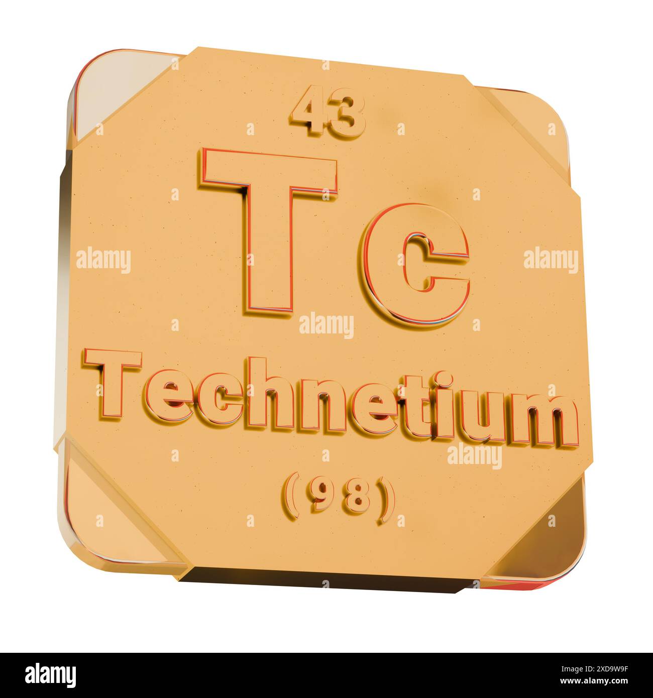 3D Golden Icon - Technetium (Tc) Element from Periodic Table Stock ...