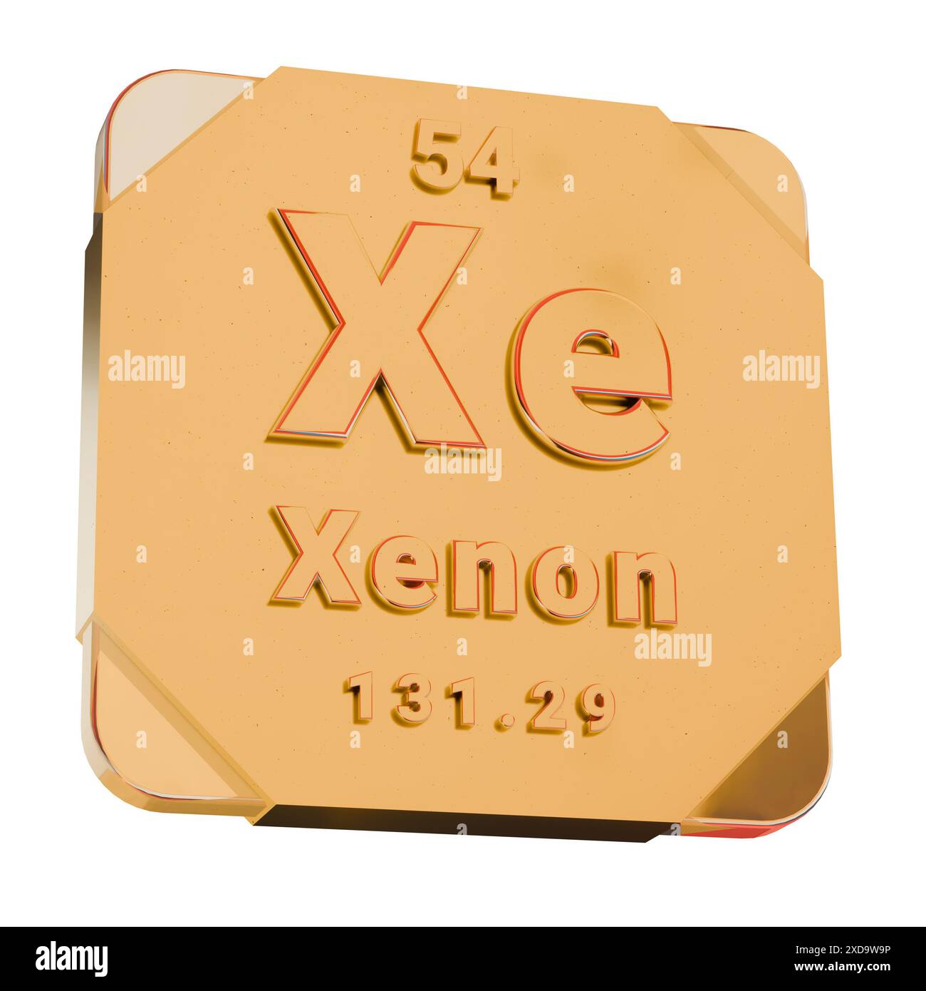 3D Golden Icon - Xenon (Xe) Element from Periodic Table Stock Photo - Alamy
