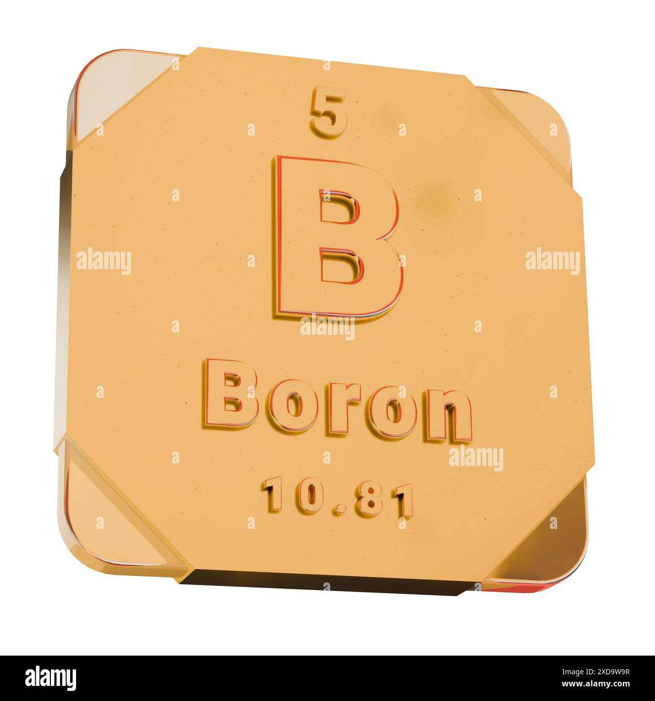 3D Golden Icon - Boron (B) Element from Periodic Table Stock Photo - Alamy