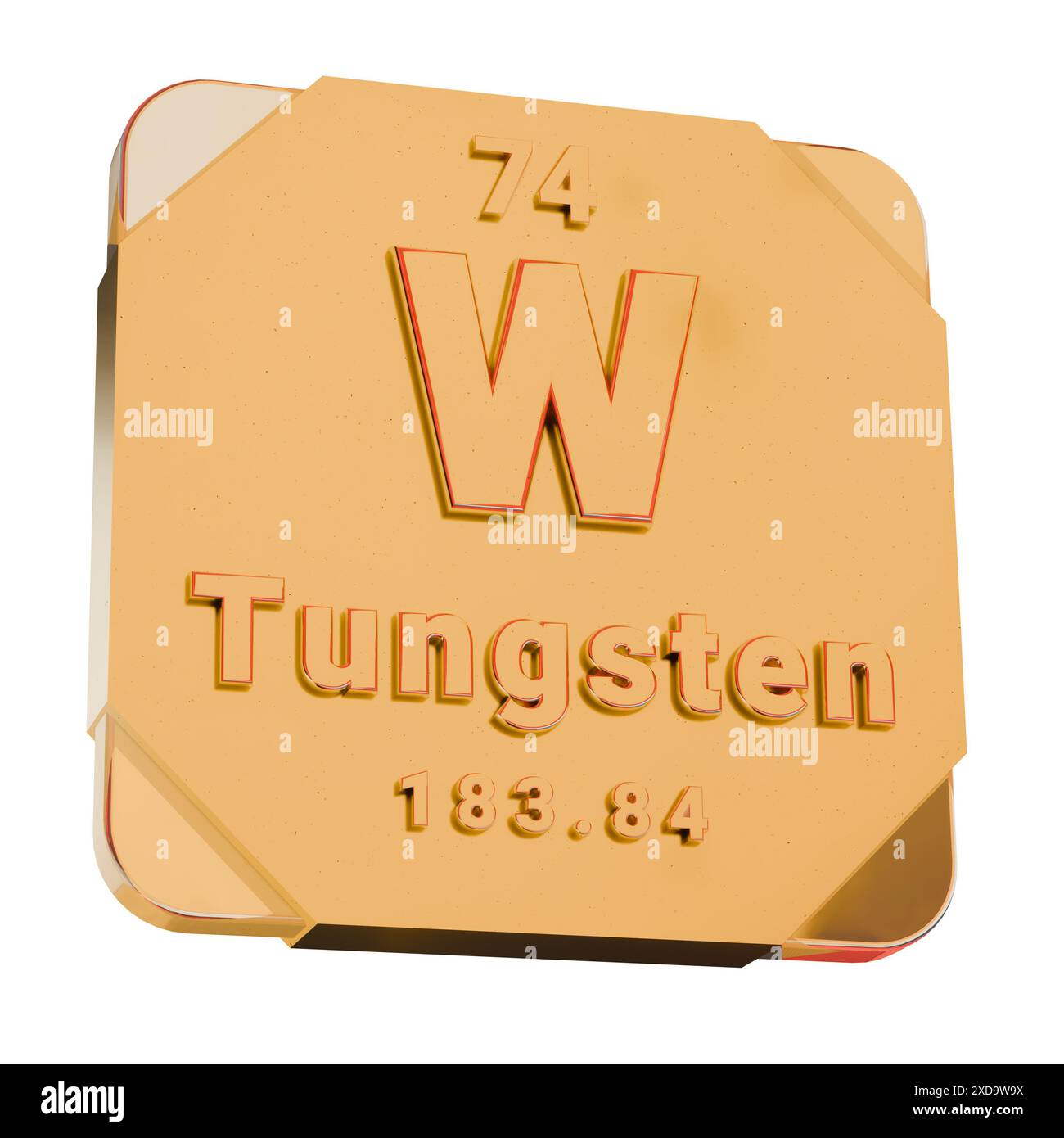 3D Golden Icon - Tungsten (W) Element from Periodic Table Stock Photo ...