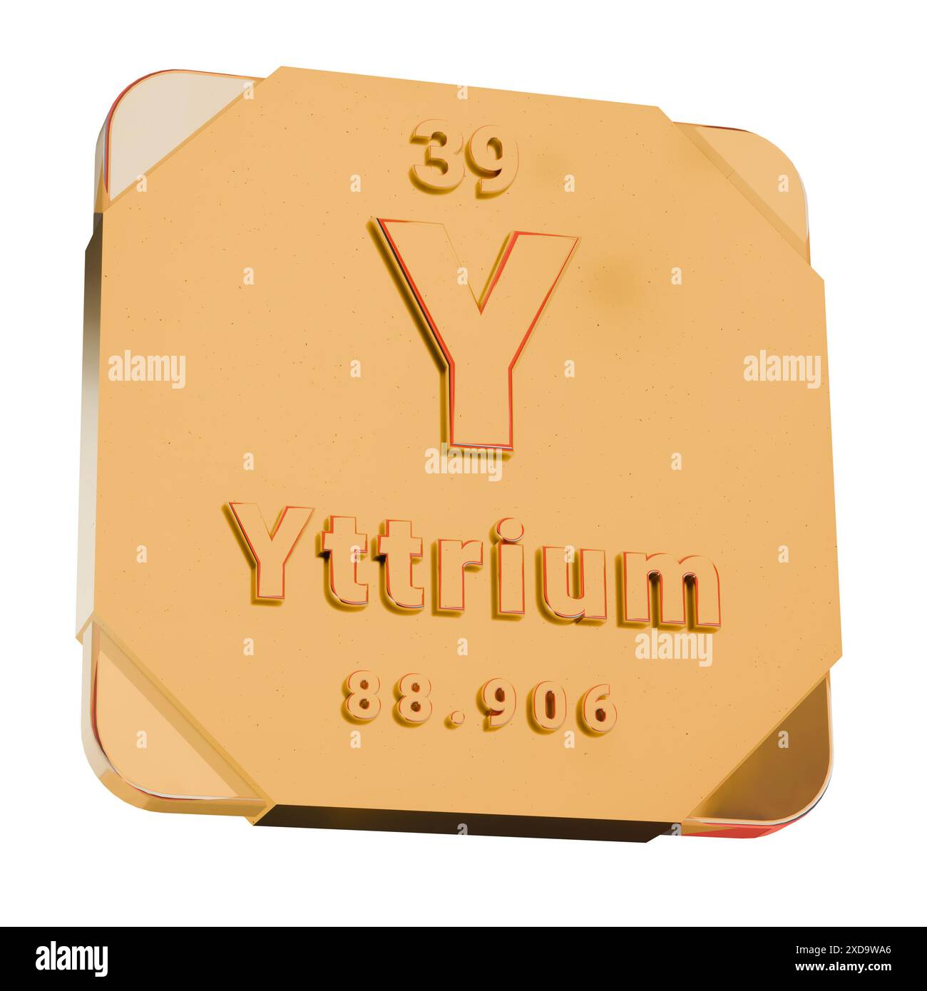 3D Golden Icon - Yttrium (Y) Element from Periodic Table Stock Photo ...