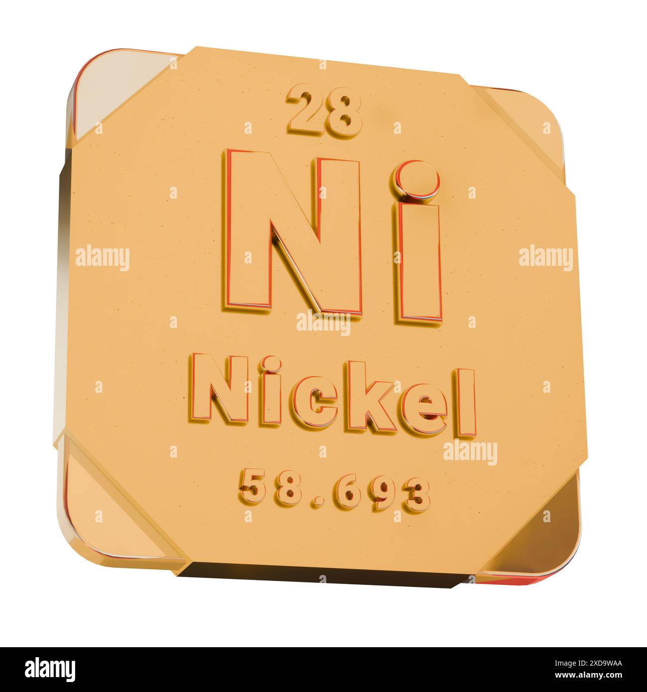 3D Golden Icon - Nickel (Ni) Element from Periodic Table Stock Photo ...