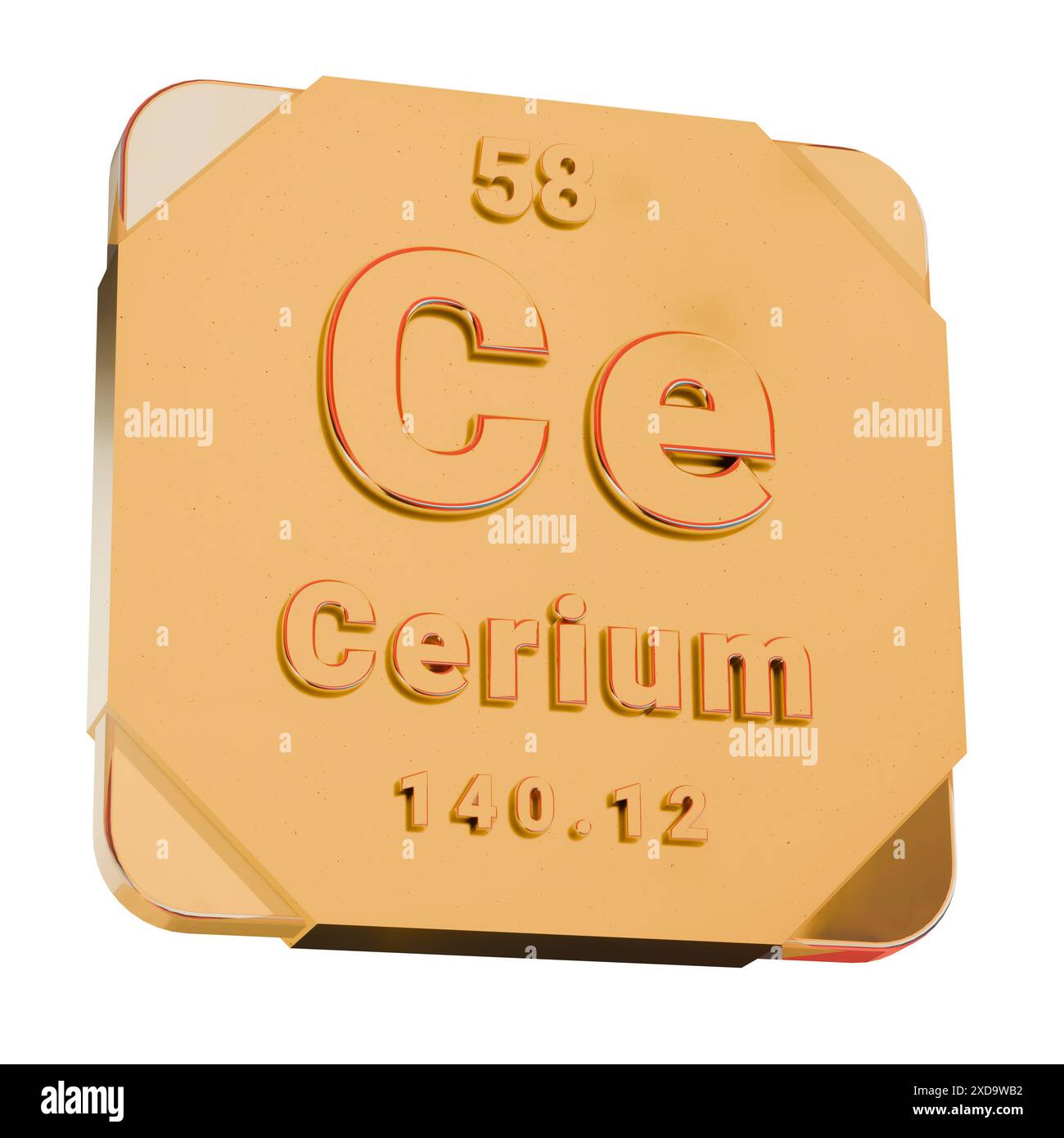 3D Golden Icon - Cerium (Ce) Element from Periodic Table Stock Photo ...
