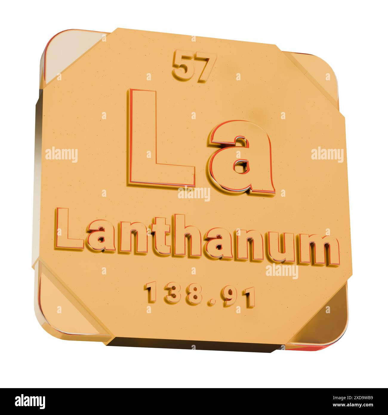 3D Golden Icon - Lanthanum (La) Element from Periodic Table Stock Photo ...