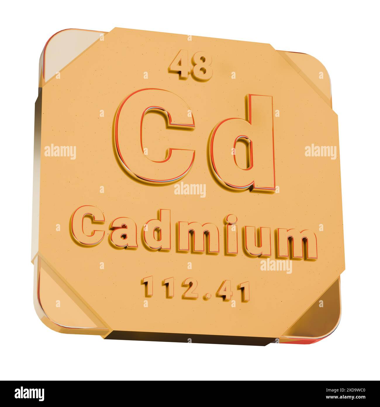 3D Golden Icon - Cadmium (Cd) Element from Periodic Table Stock Photo ...