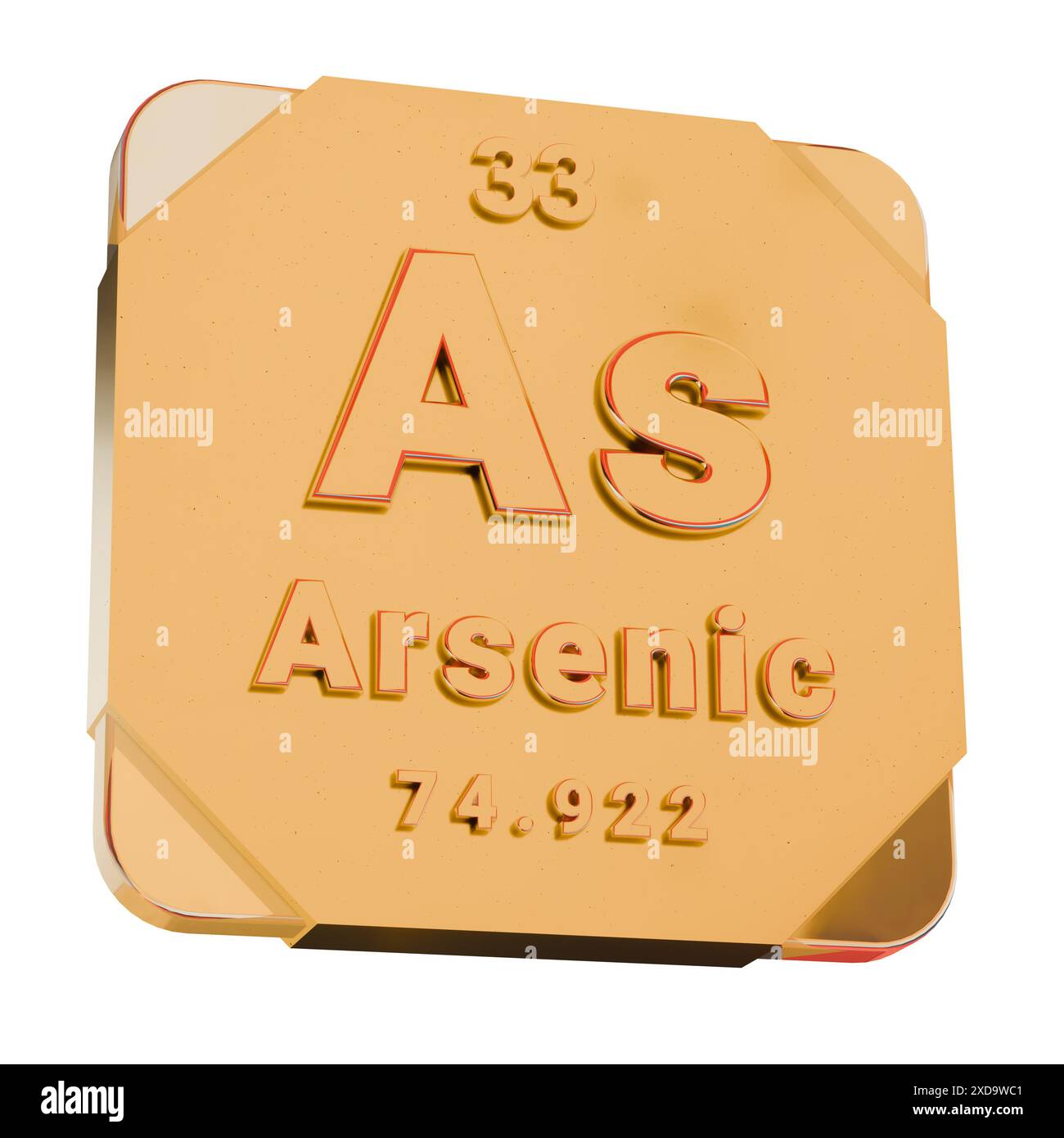 3D Golden Icon - Arsenic (As) Element from Periodic Table Stock Photo ...