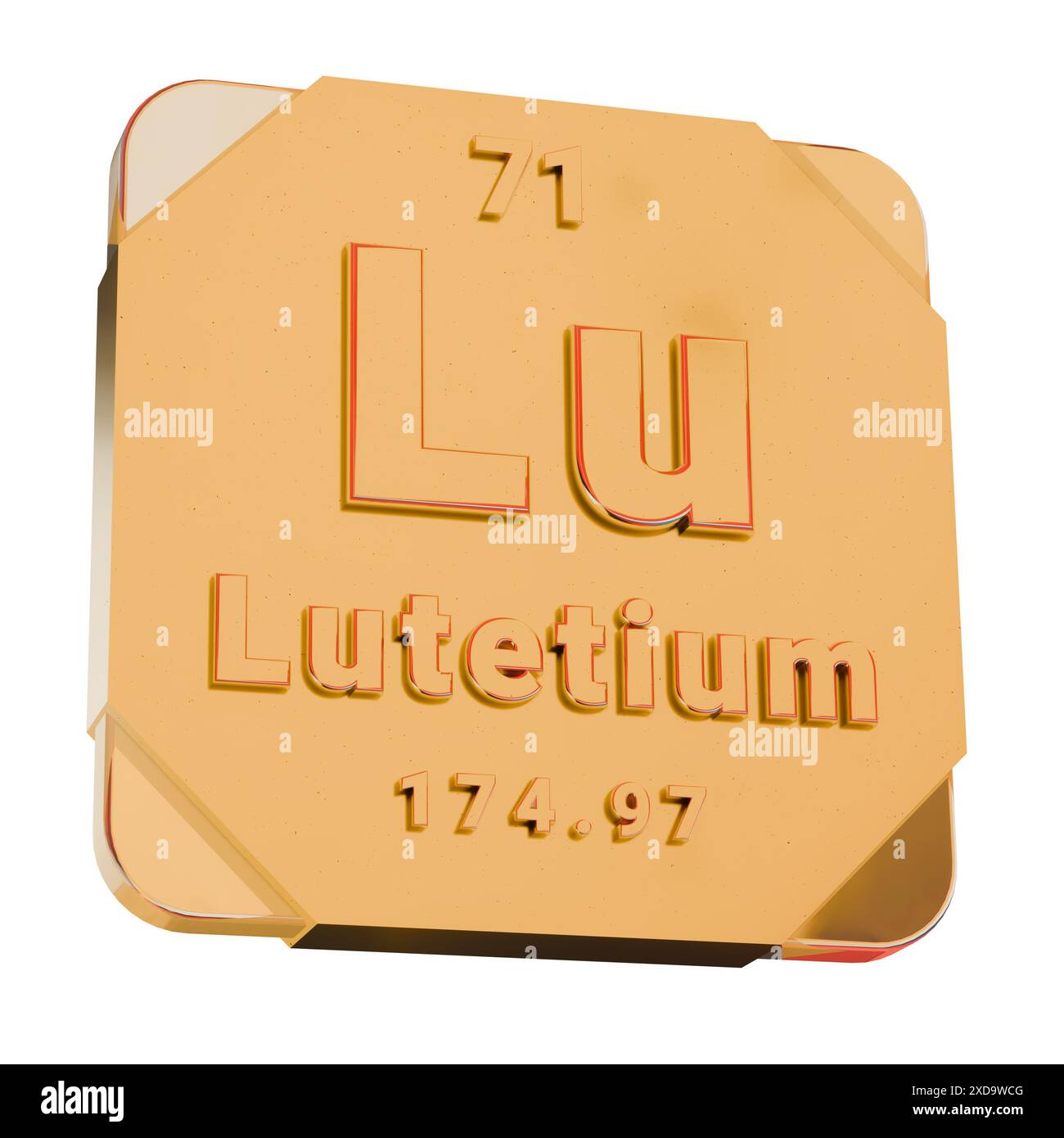 3D Golden Icon - Lutetium (Lu) Element from Periodic Table Stock Photo ...
