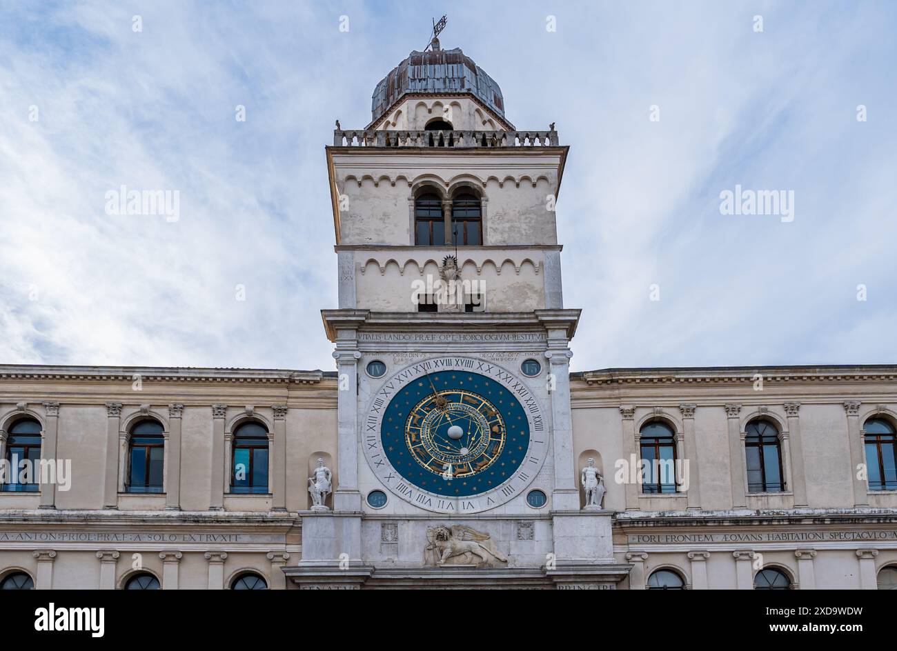 Clock tower of historic building in the italian city of Padua Stock ...