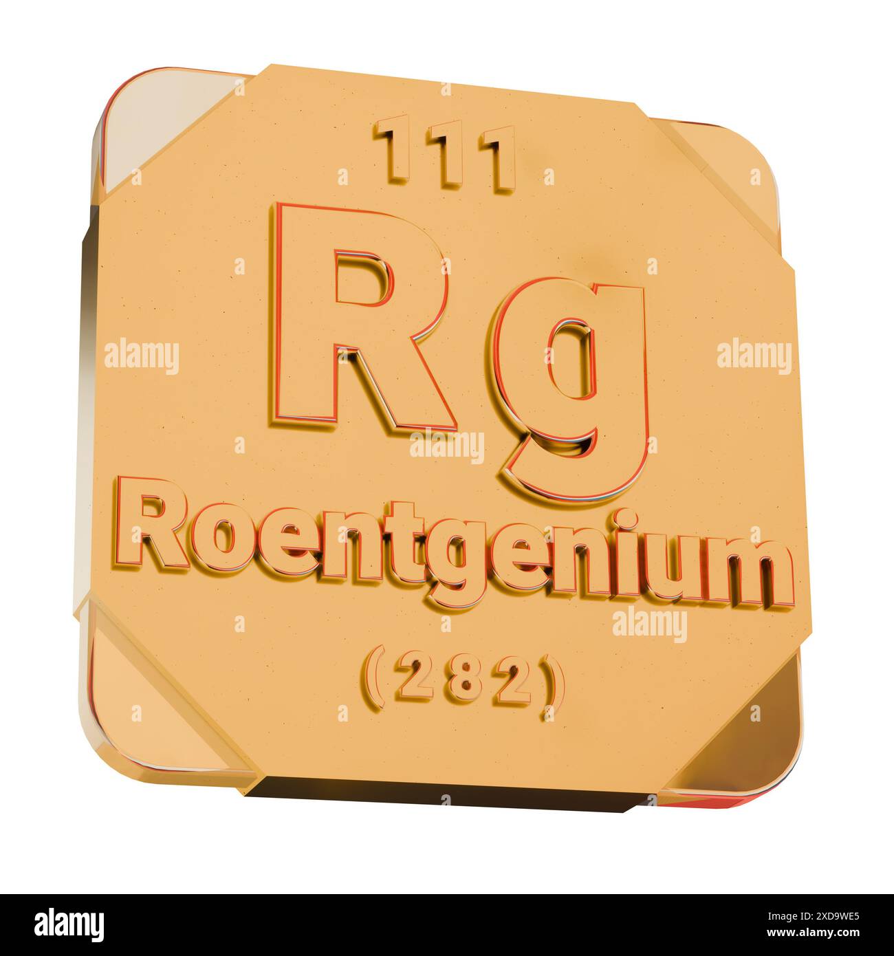 3D Golden Icon - Roentgenium (Rg) Element from Periodic Table Stock ...