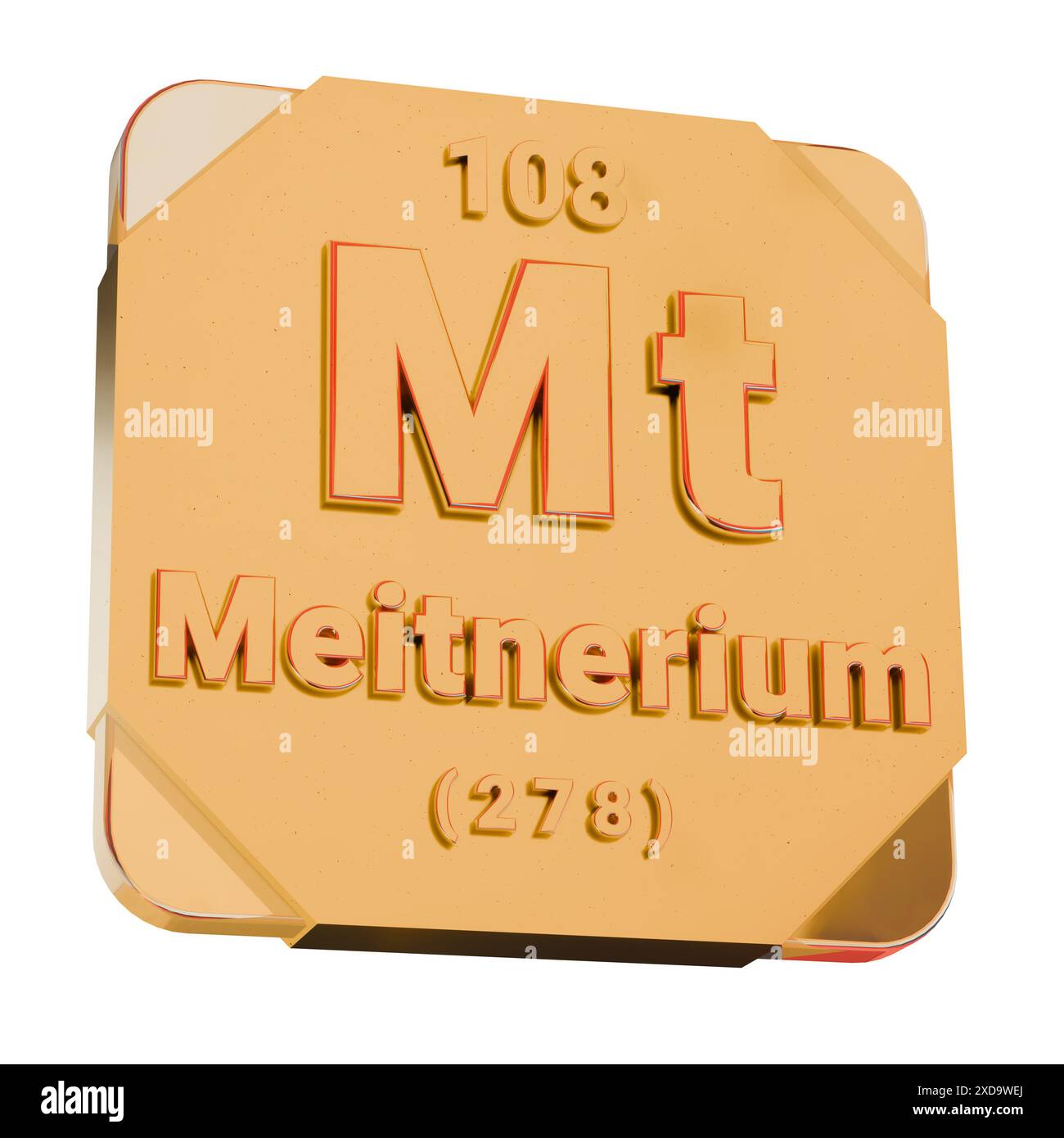 3D Golden Icon - Meitnerium (Mt) Element from Periodic Table Stock ...