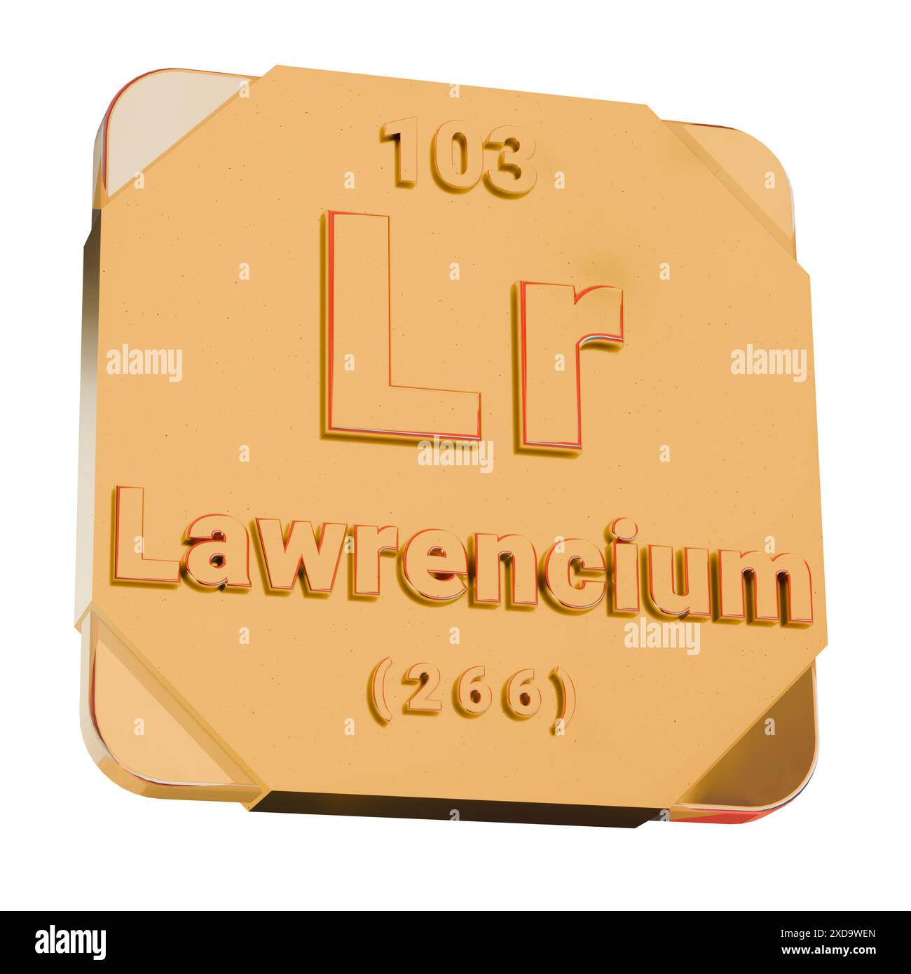 3D Golden Icon - Lawrencium (Lr) Element from Periodic Table Stock ...