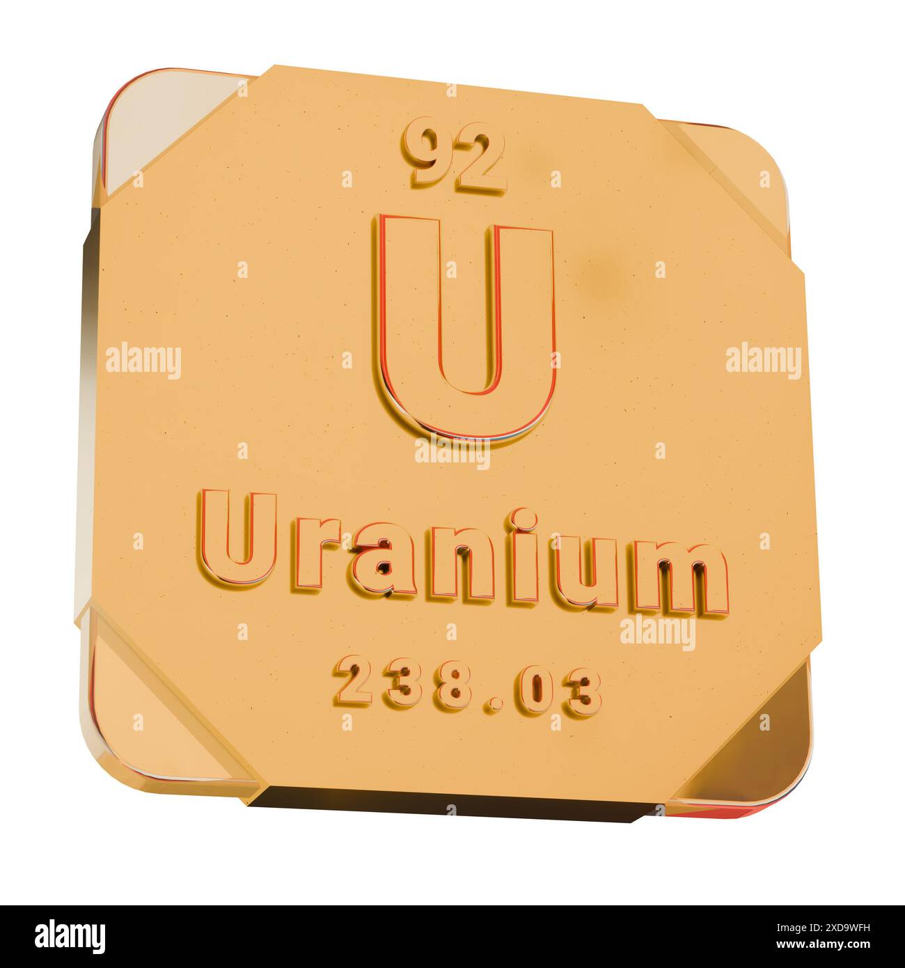 3D Golden Icon - Uranium (U) Element from Periodic Table Stock Photo ...