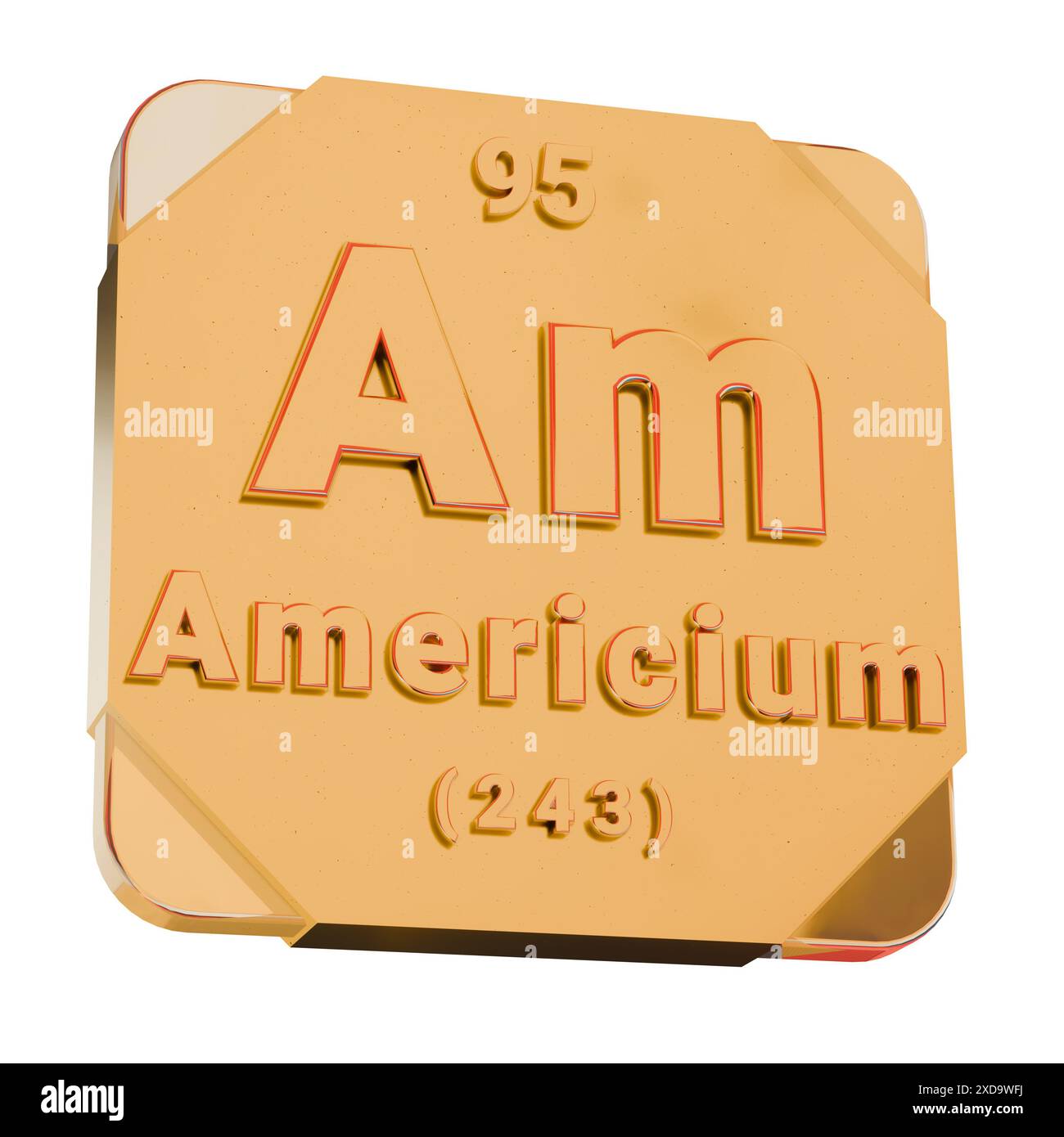 3D Golden Icon - Americium (Am) Element from Periodic Table Stock Photo ...