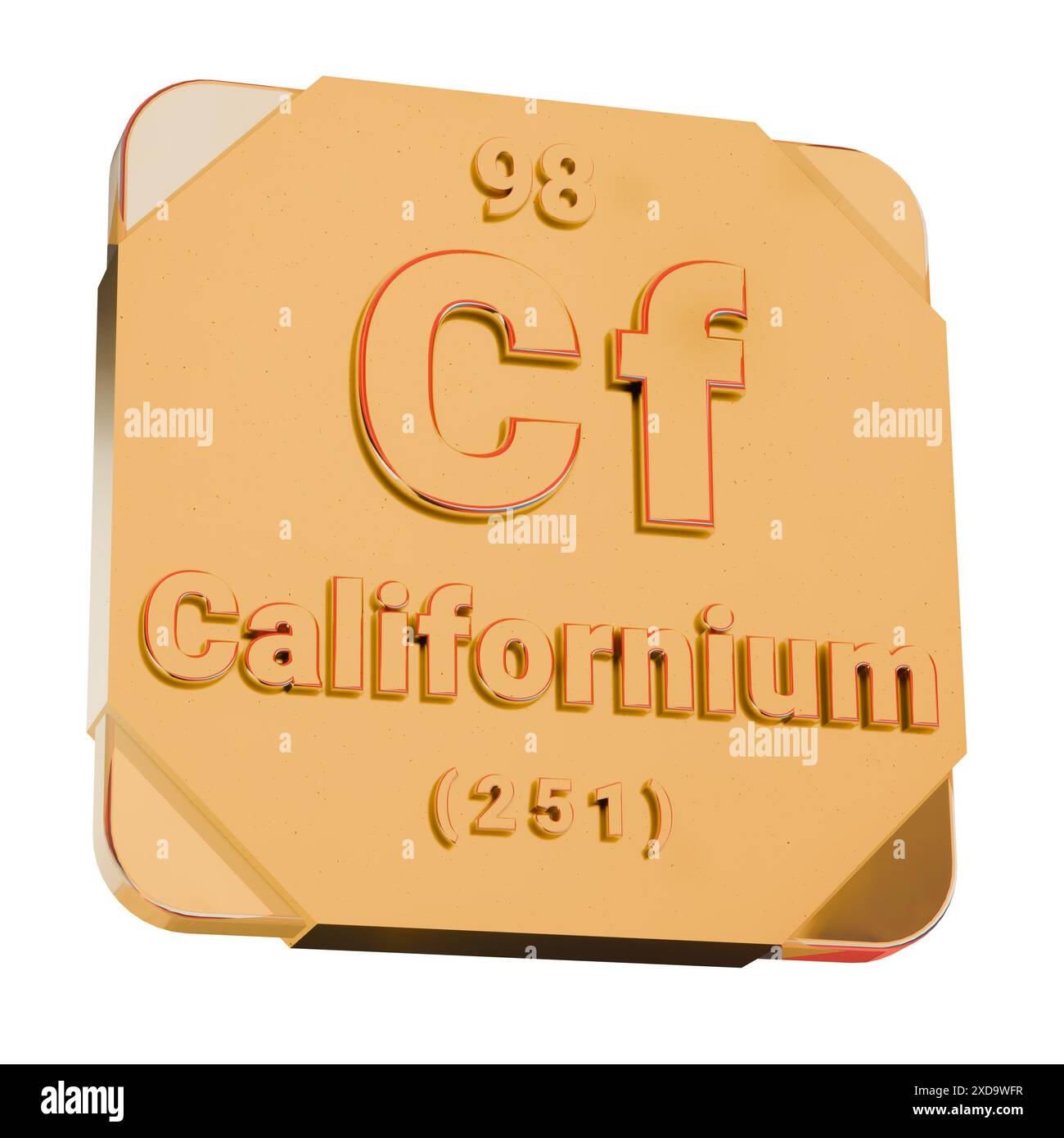 3D Golden Icon - Californium (Cf) Element from Periodic Table Stock ...