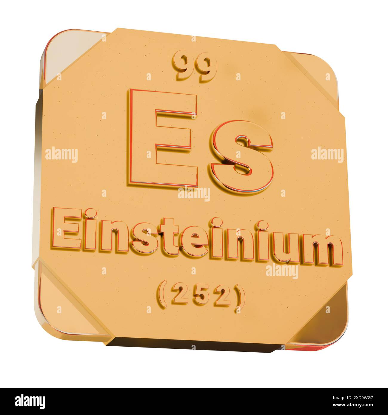 3D Golden Icon - Einsteinium (Es) Element from Periodic Table Stock ...