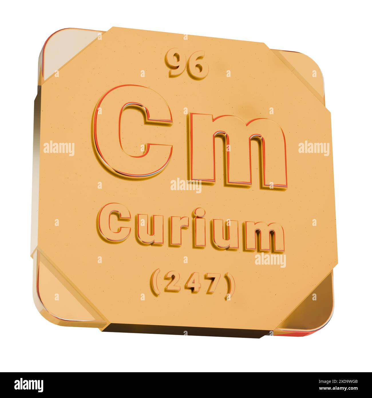 3D Golden Icon - Curium (Cm) Element from Periodic Table Stock Photo ...