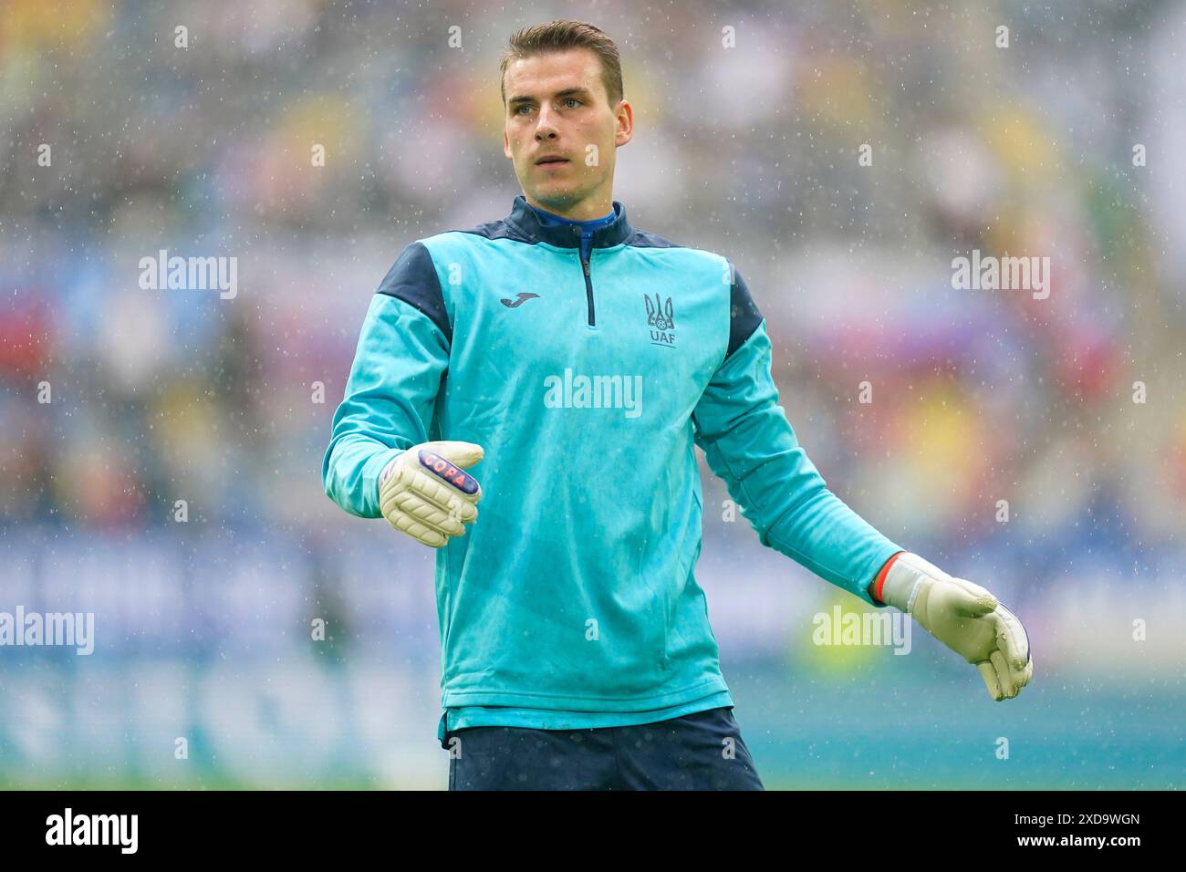 Dusseldorf, Germany. 21st June, 2024. Andriy Lunin of Ukraine during ...