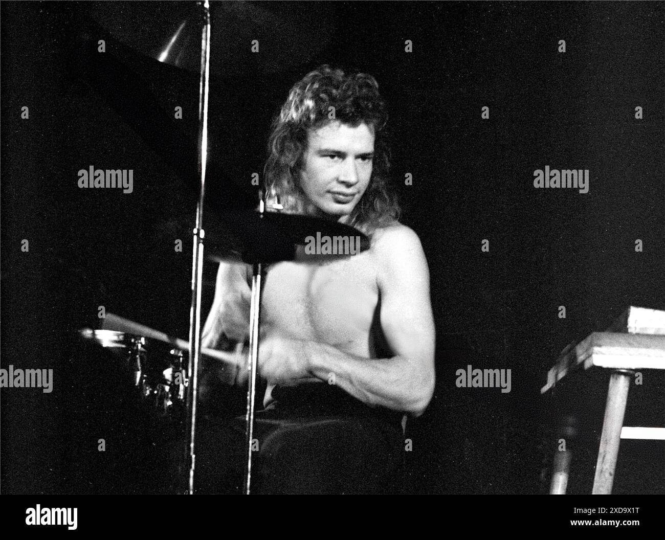Bill Bruford of Yes live on stage Stock Photo - Alamy