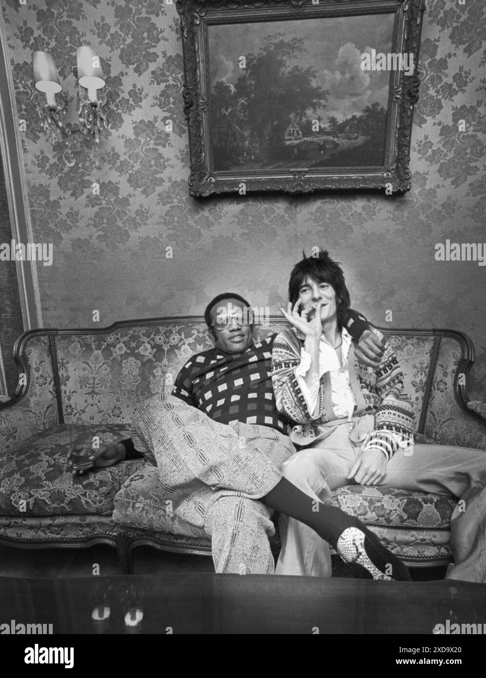 Ron Wood (Ronnie Wood) (R) of The Rolling Stones posed with Bobby ...