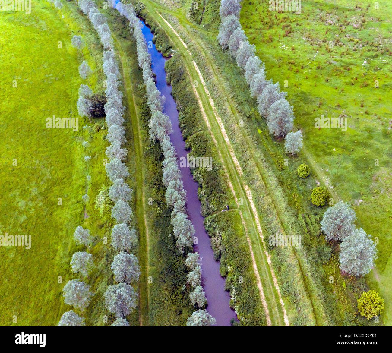 Aerial view of the River Rother, looking West from the footpath about ...