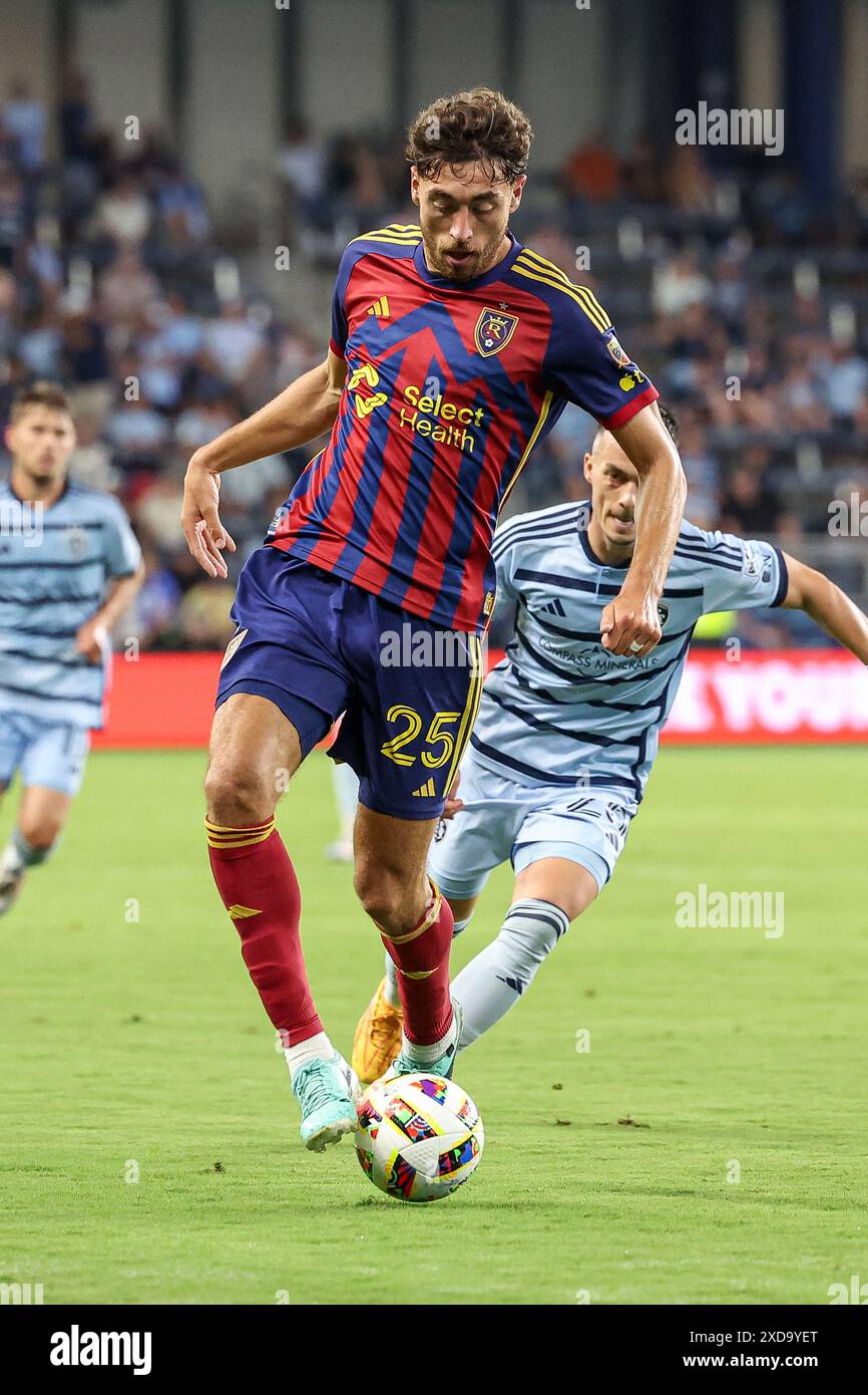 June 19, 2024: Real Salt Lake midfielder Matt Crooks (25) dribbles the ...
