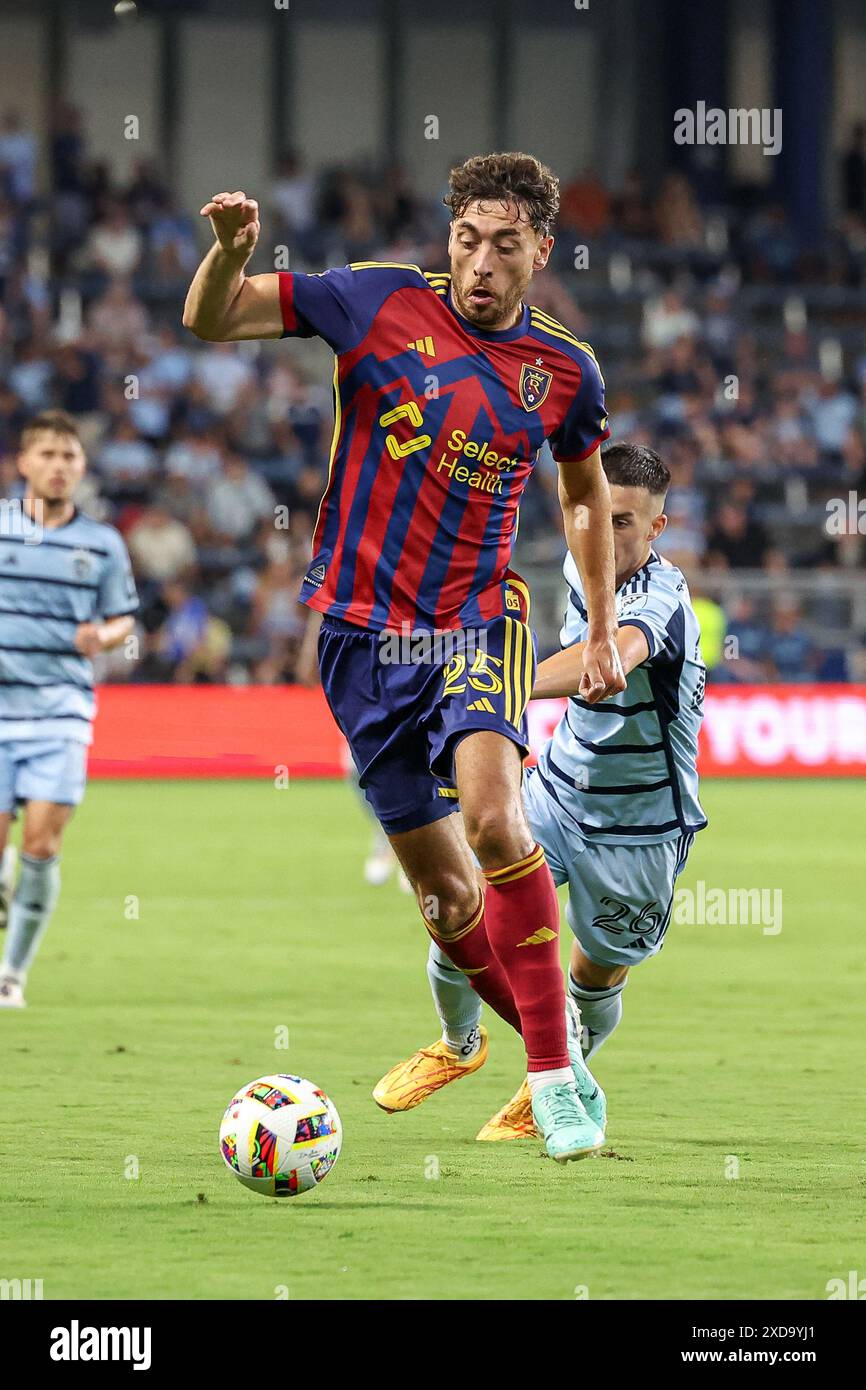 June 19, 2024: Real Salt Lake midfielder Matt Crooks (25) dribbles the ...