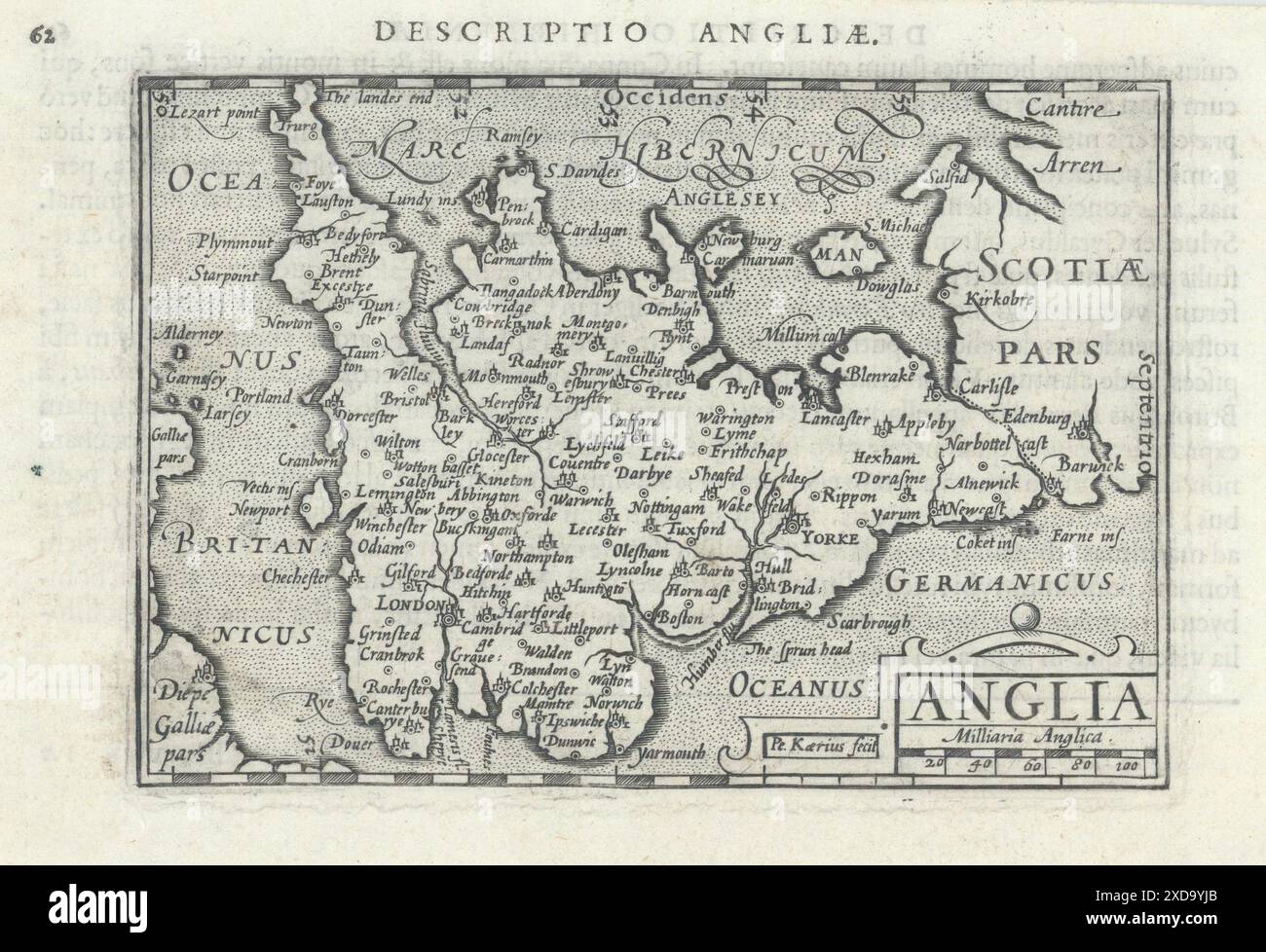 Angliae / Anglia by Bertius / Langenes. England & Wales 1603 old ...