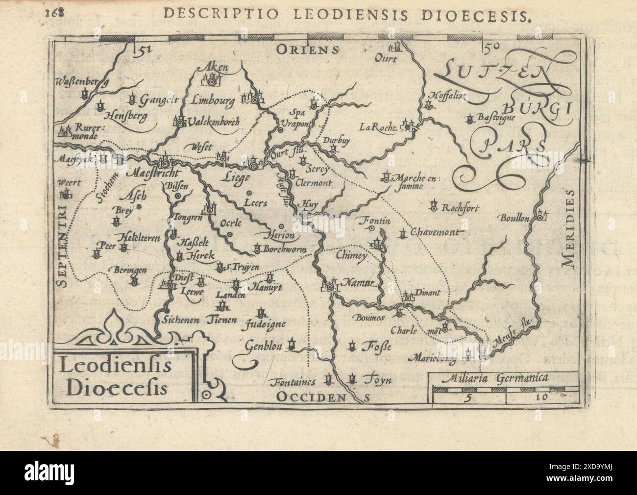 Leodiensis Dioecesis by Bertius / Langenes. Diocese of Liège 1603 old ...