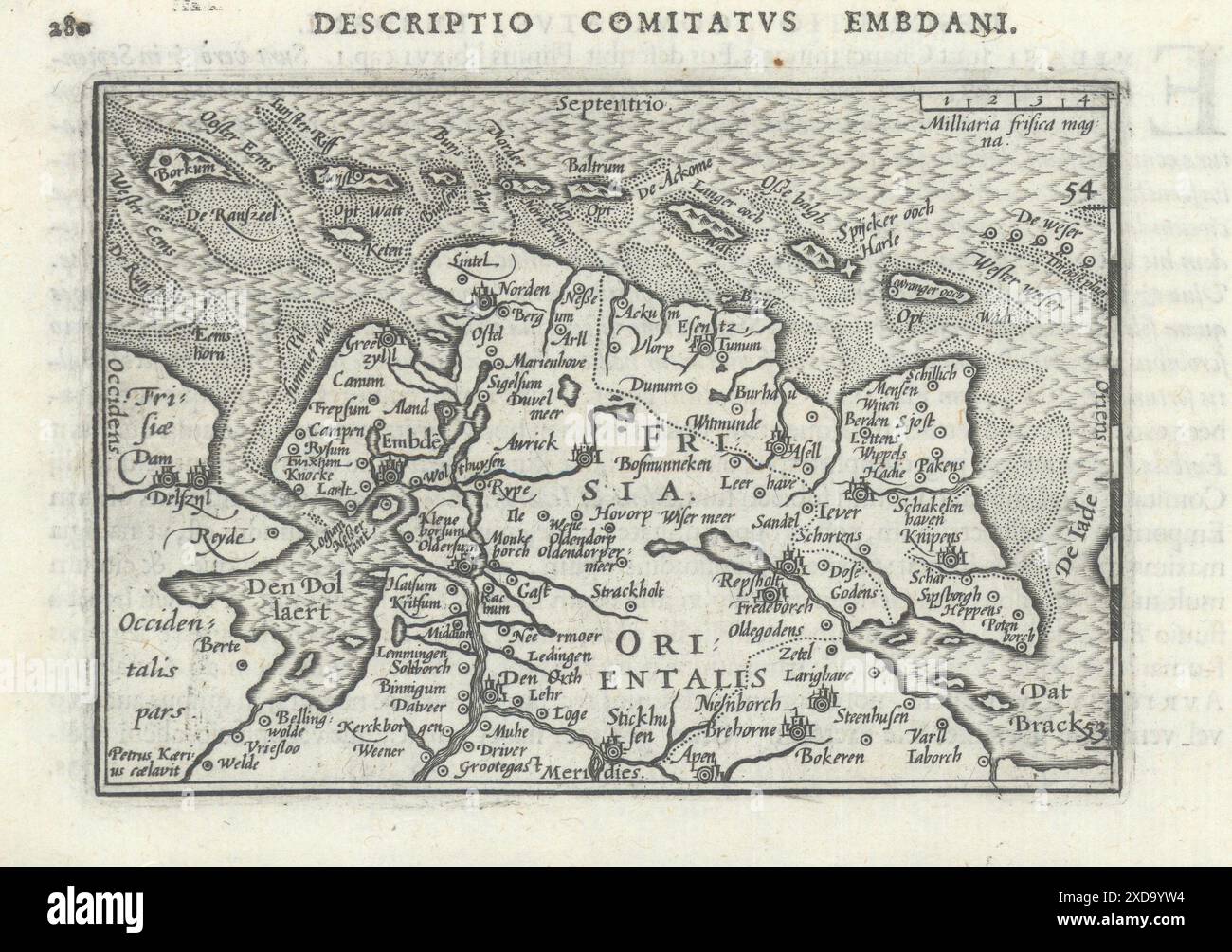 Comitatus Embani / Frisia Orientalis by Bertius / Langenes. East Frisia ...