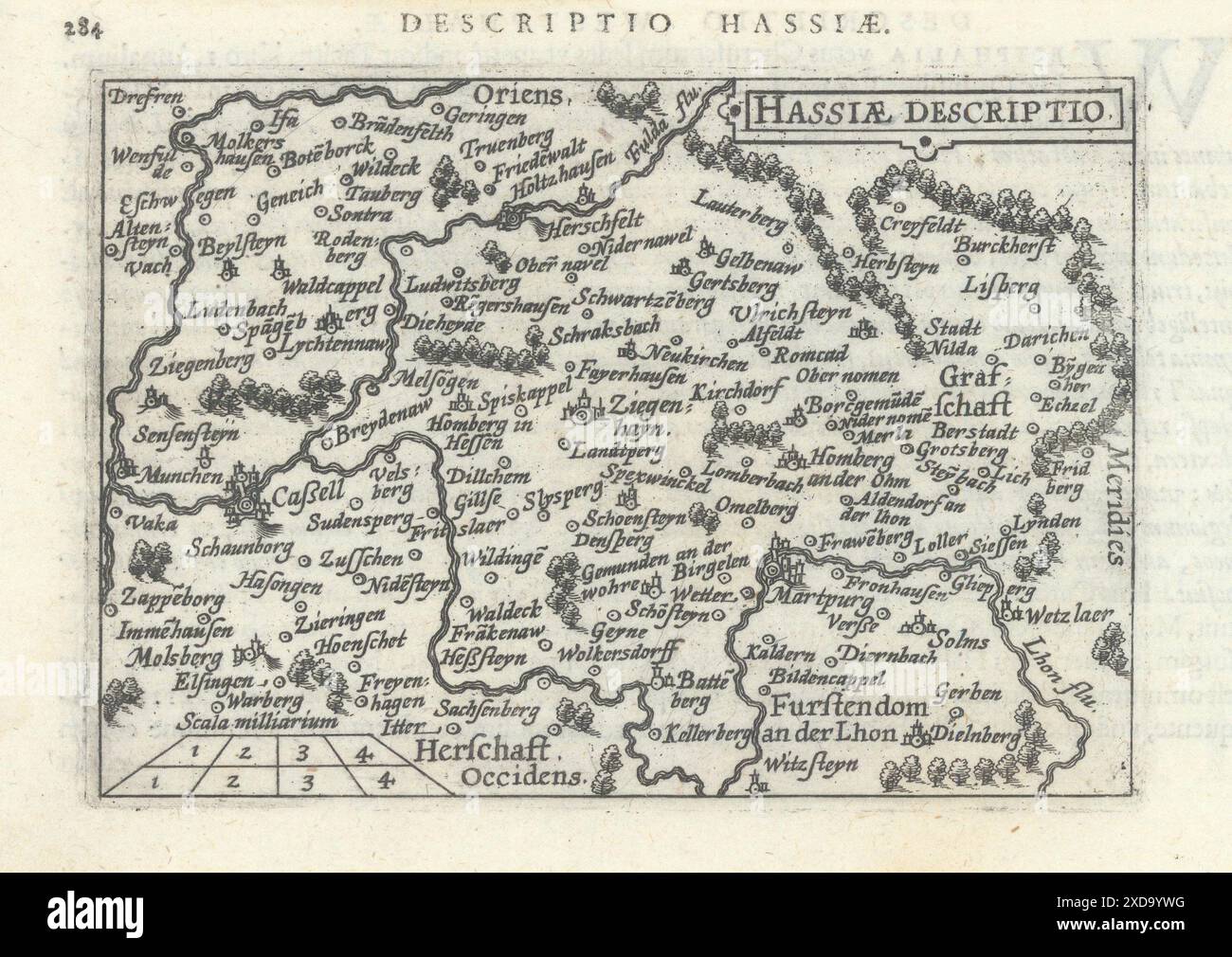 Hassiae / Hassiae by Bertius / Langenes. Hessen; Germany 1603 old ...