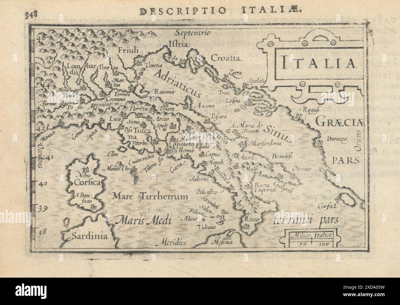 Italiae / Italia by Bertius / Langenes. Italy 1603 old antique map plan ...