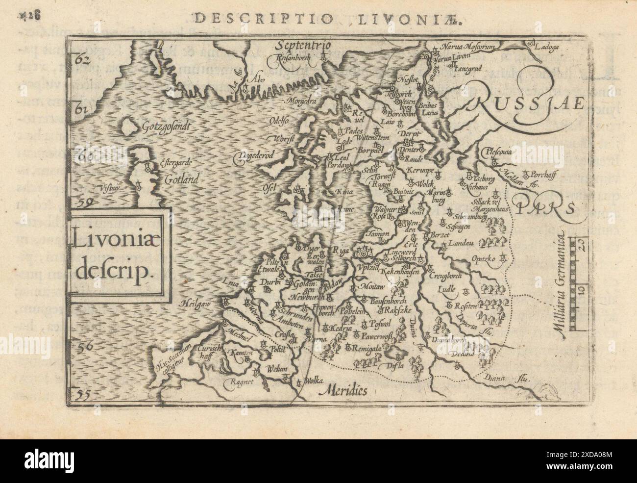 Livoniae descrip. by Bertius / Langenes. Baltic States. Latvia Estonia ...