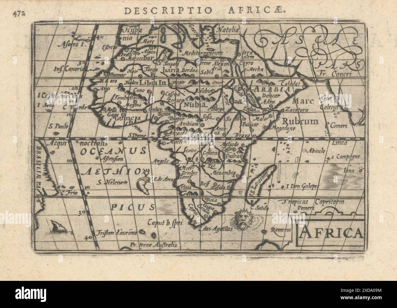 Africae / Africa by Bertius / Langenes 1603 old antique vintage map ...
