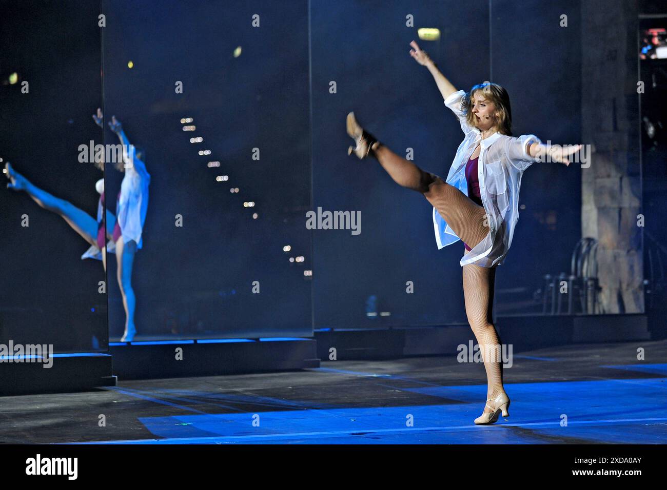 A Chorus Line . Musicaldarstellerin Emma Kate Nelson während der Fotoprobe zur Inszenierung A ...