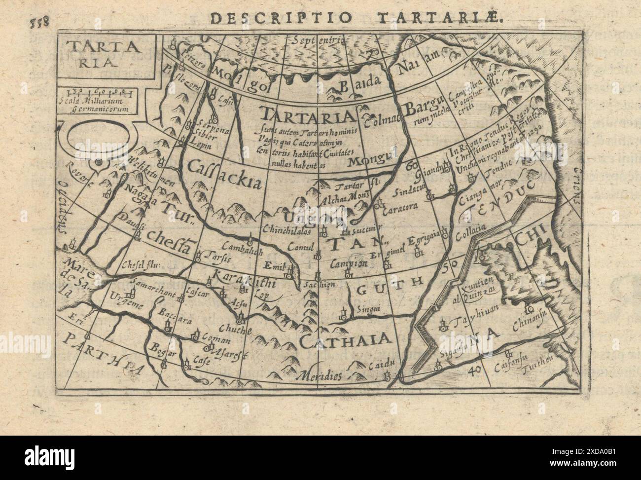 Tartaria by Bertius / Langenes. Tartary. Asia. Great Wall of China 1603 ...