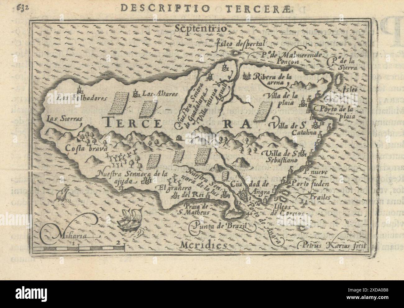 Tercerae / Tercera by Bertius / Langenes. Terceira Island, Azores 1603 ...