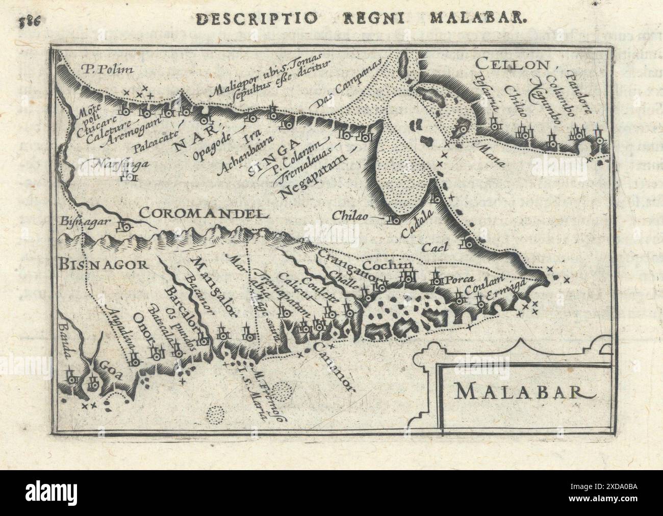 Malabar by Bertius / Langenes. Kingdom of Malabar. South India & Ceylon ...