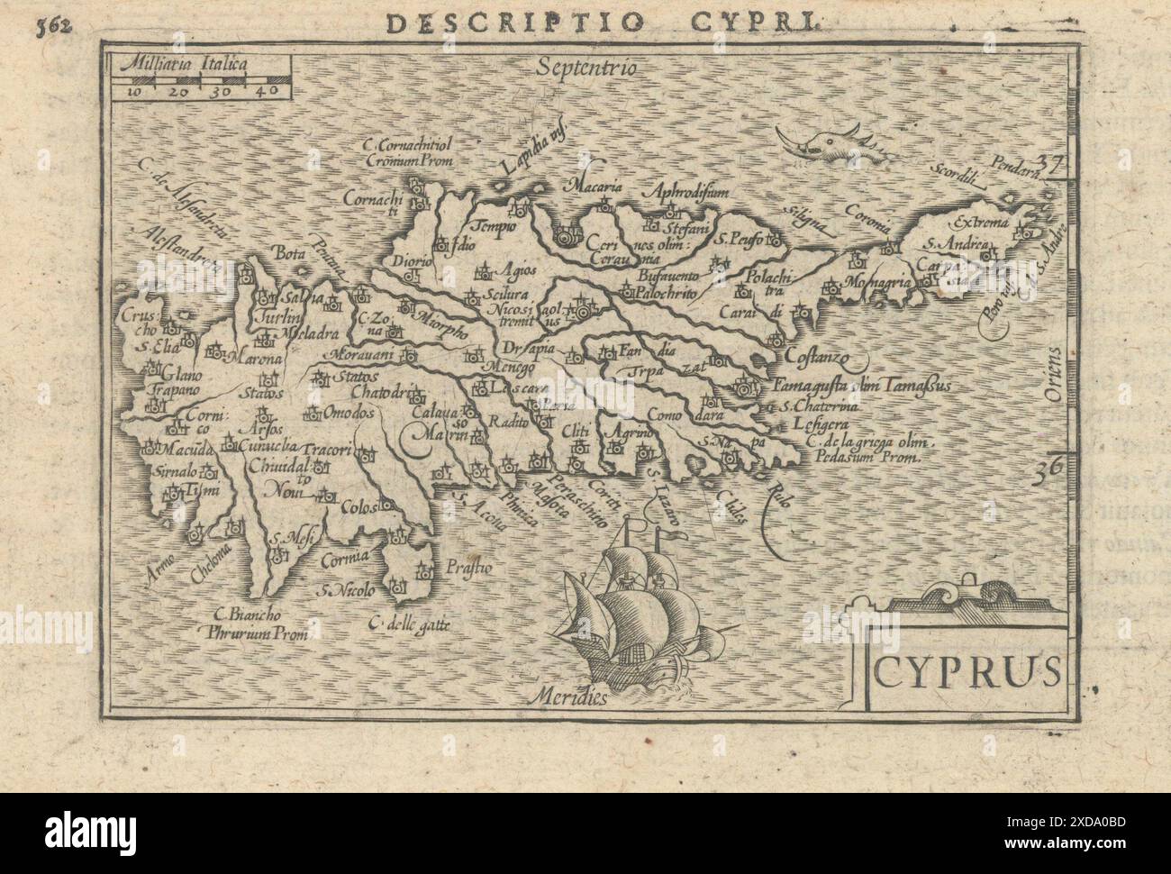 Descriptio Cypri / Cyprus by Bertius / Langenes 1603 old antique map ...