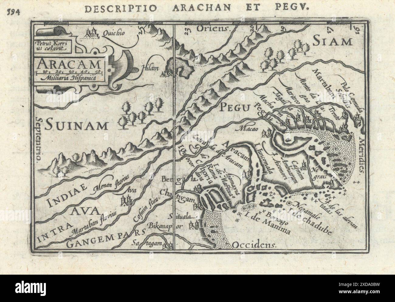 Arachan et Pegu / Aracam by Bertius / Langenes. Arakan & Pegu, Myanmar ...