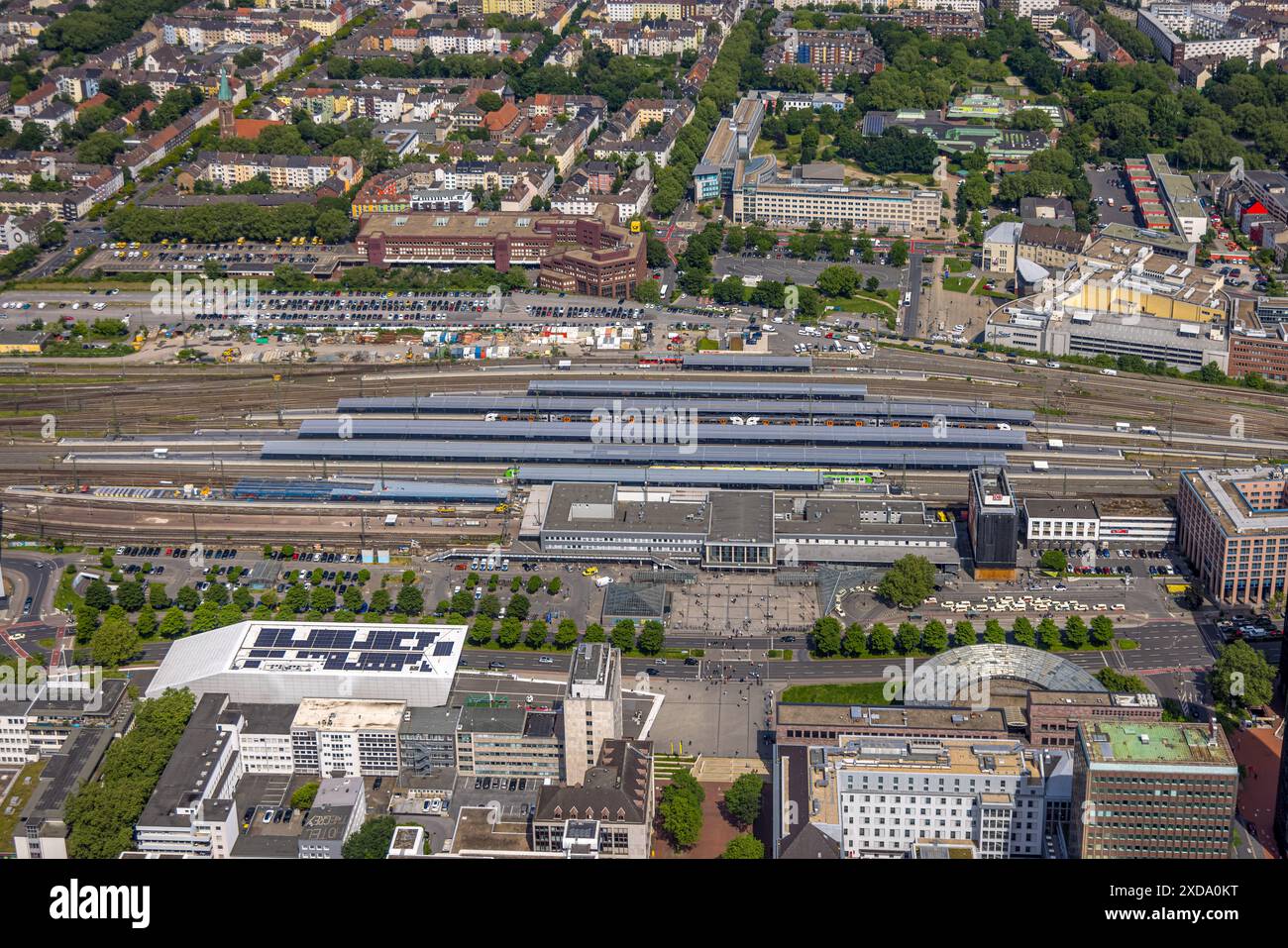 Aerial view, City, Dortmund main station with station forecourt ...