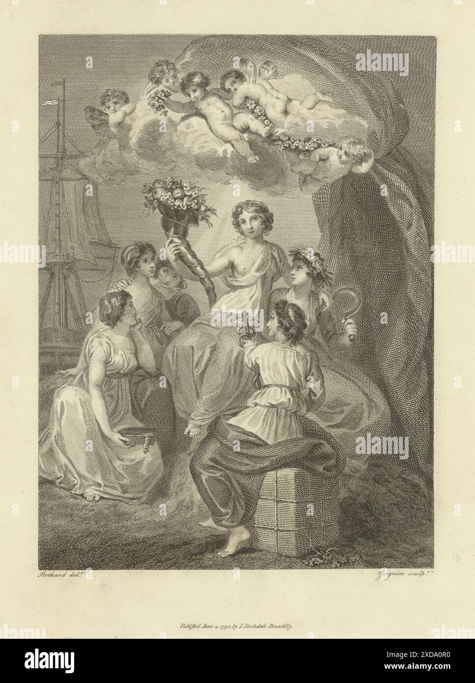 Frontispiece. Ladies & Cherubs. Aikin Manchester 1795 old antique print ...