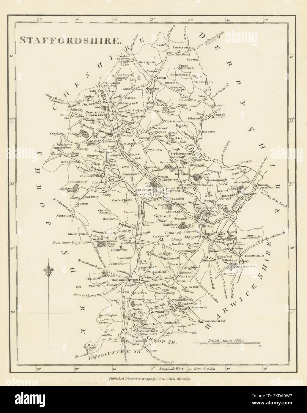 Staffordshire county map hi-res stock photography and images - Alamy