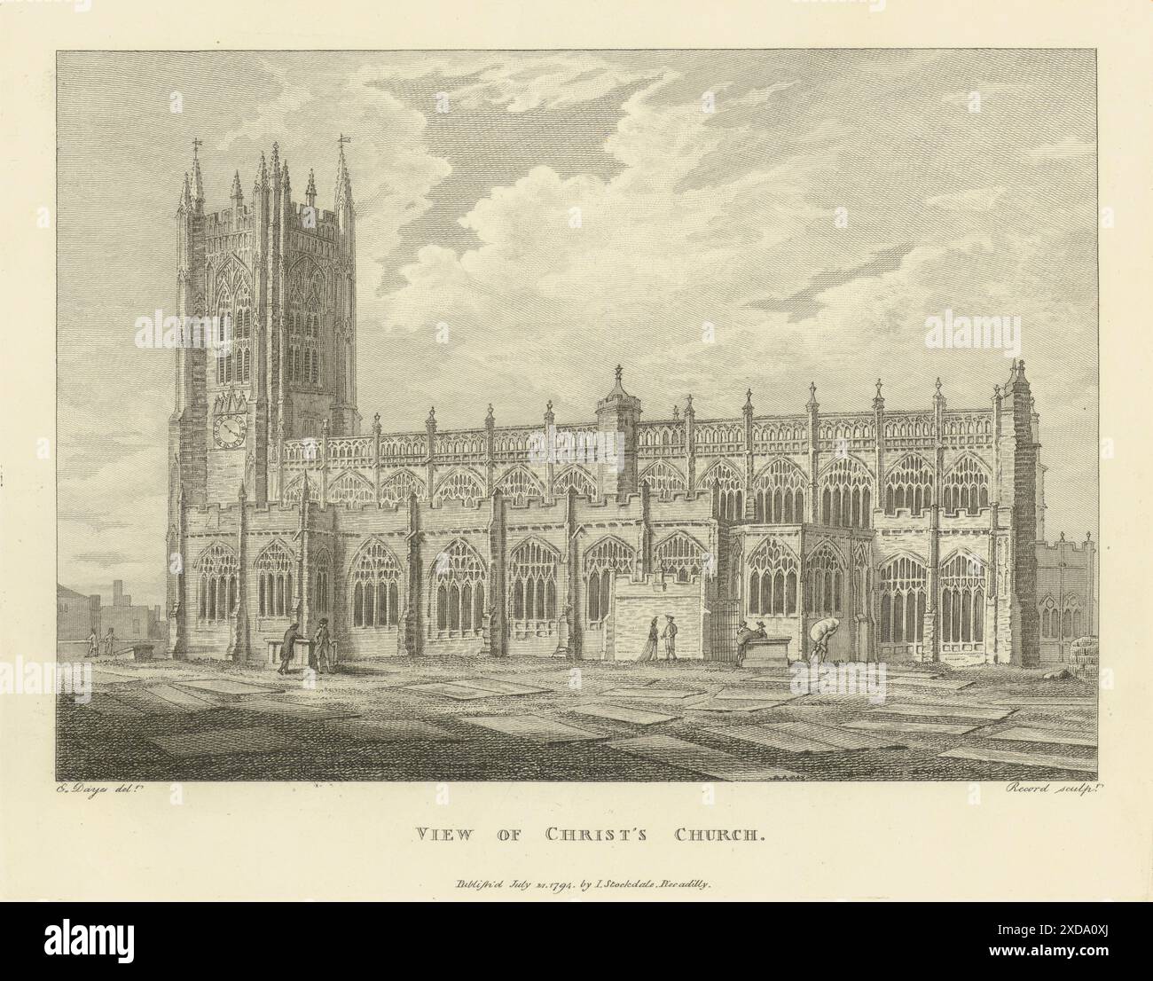 View of Christ's Church, Manchester Cathedral. Aikin 1795 old antique ...