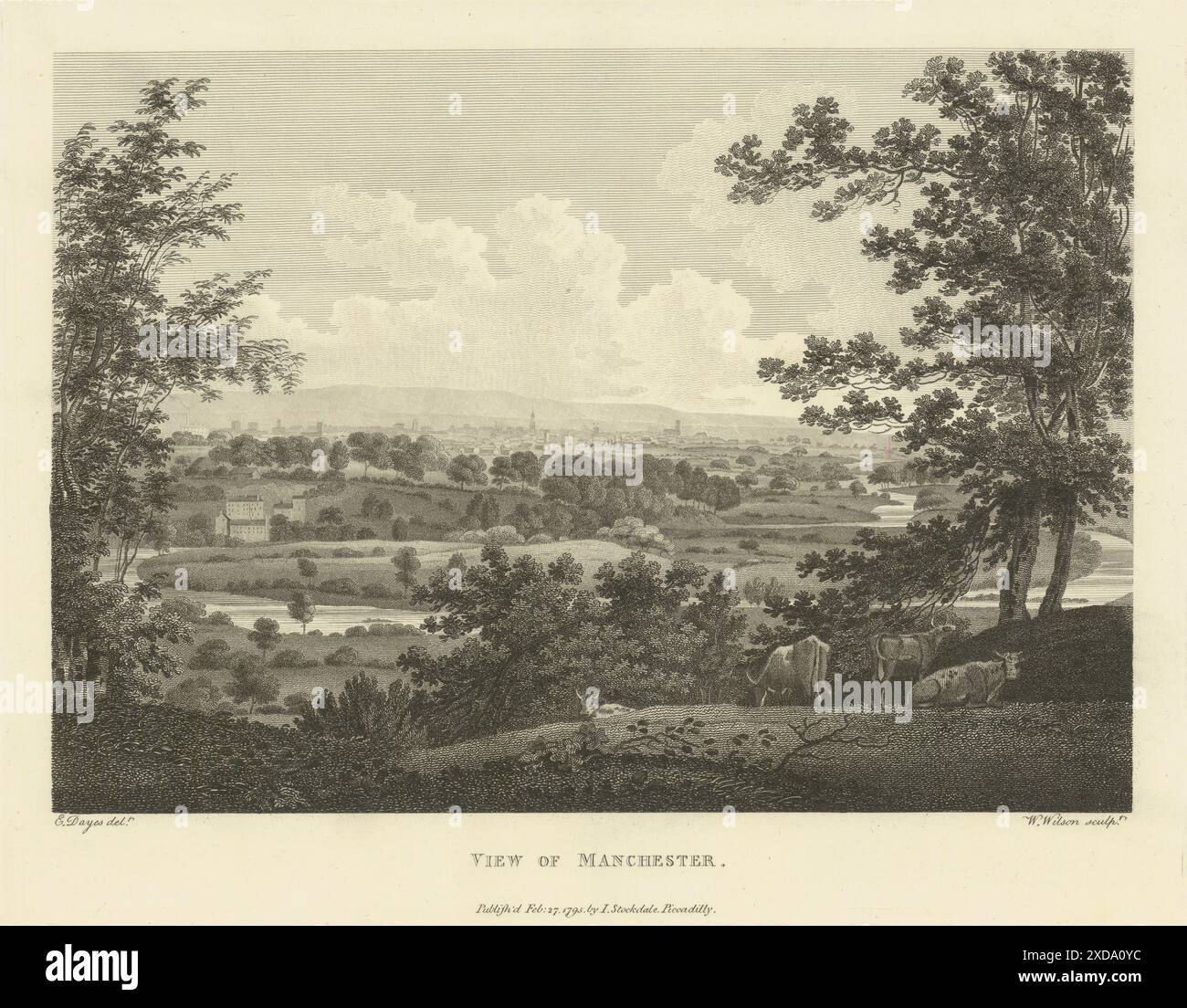 View of Manchester. Aikin 1795 old antique vintage print picture Stock ...