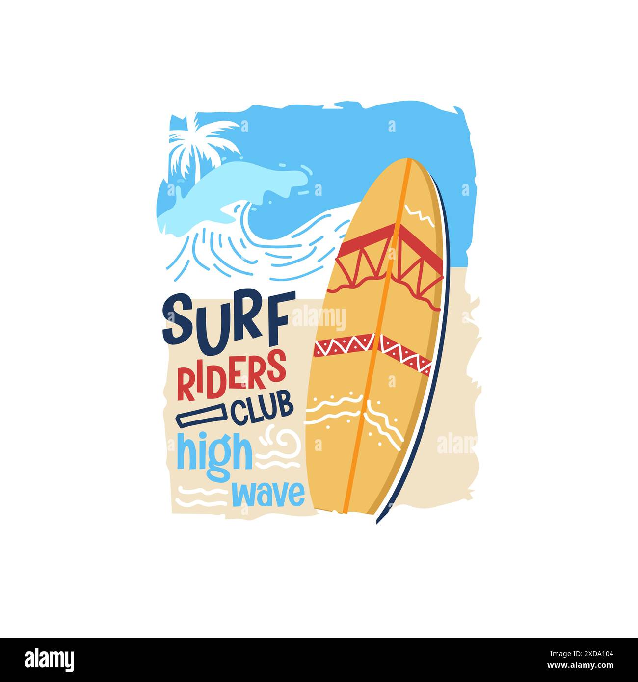 Surf Riders High Wave summer beach typography surf waves t shirt design ...