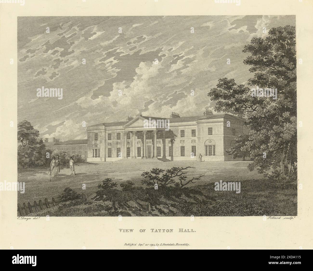 View of Tatton Hall, Cheshire. Aikin 1795 old antique vintage print ...