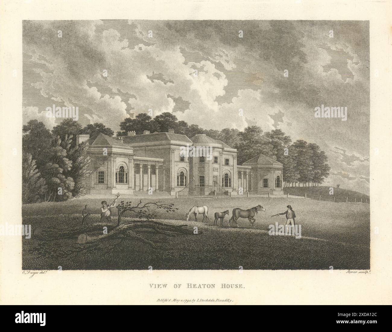 View of Heaton House (Heaton Hall), Manchester. Aikin 1795 old antique ...
